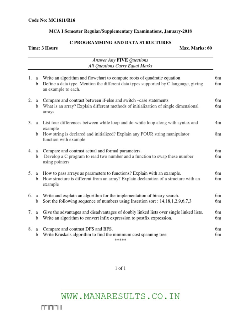 Data Structures Question Paper 4 | PDF
