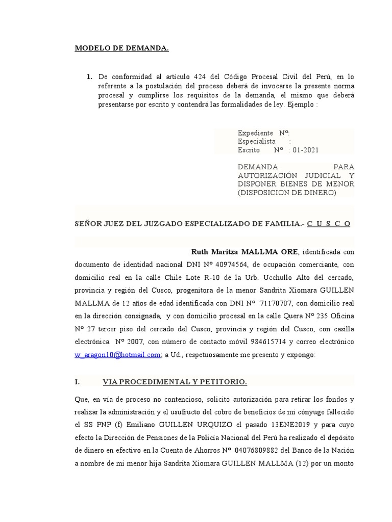 Modelo de Demanda | PDF | Demanda judicial | Ley procesal