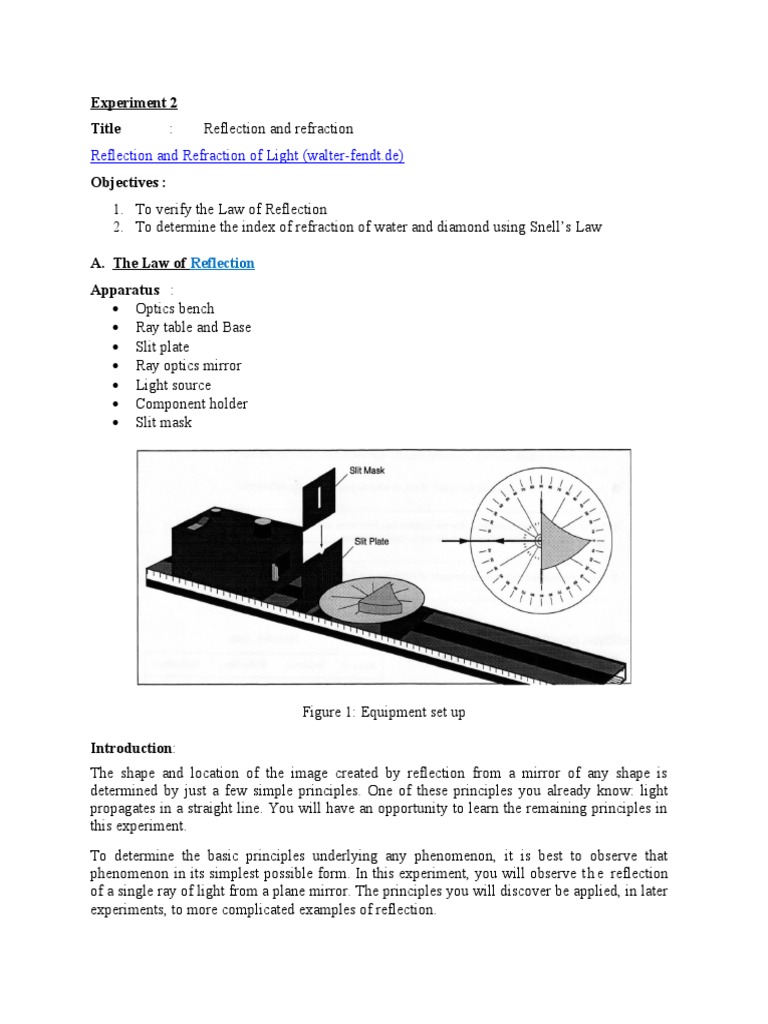 Lab Manual Exp 2 | PDF | Reflection (Physics) | Refraction