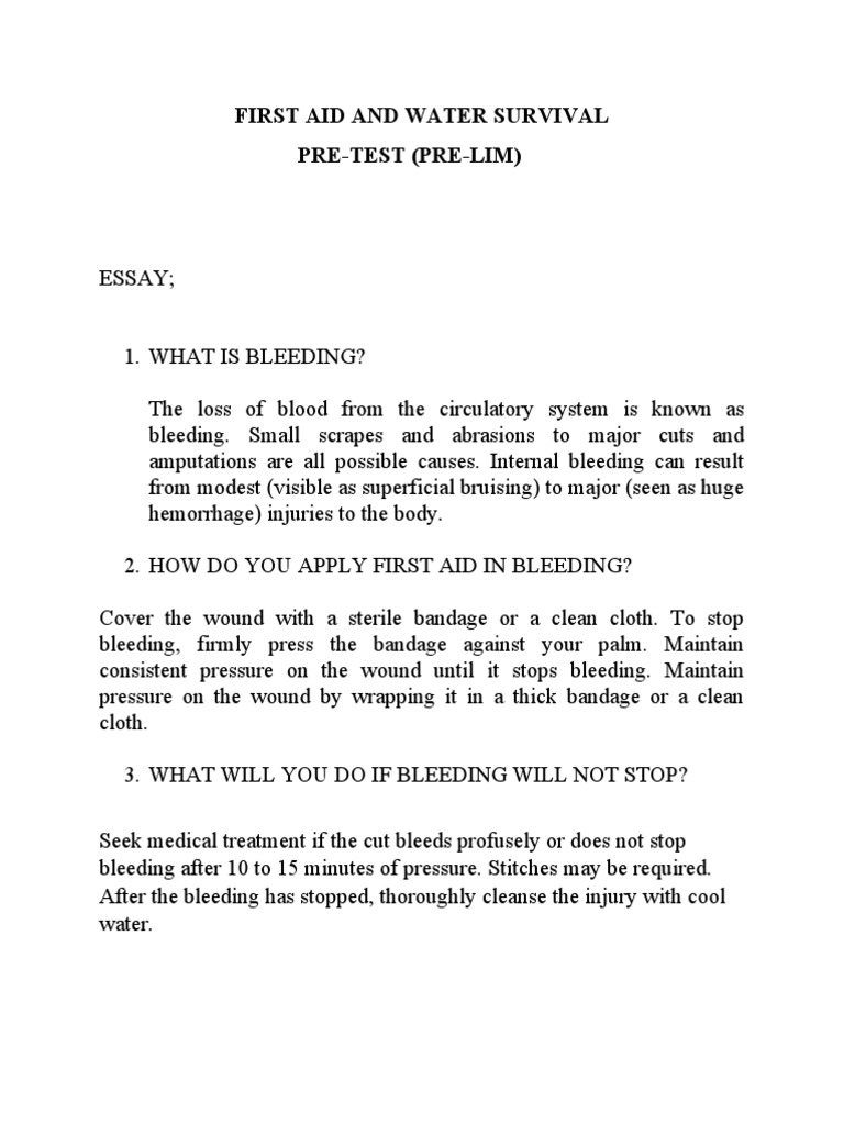 First Aid for Bleeding Emergencies | PDF | Bleeding | Wound