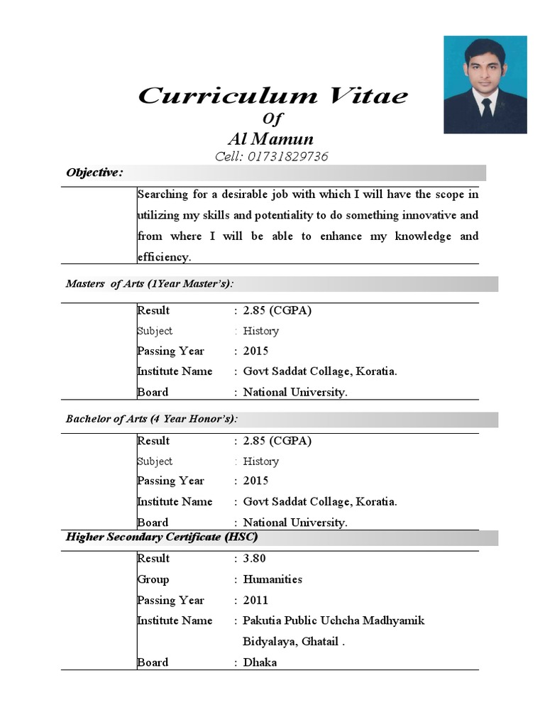 Curriculum Vitae: Al Mamun | PDF