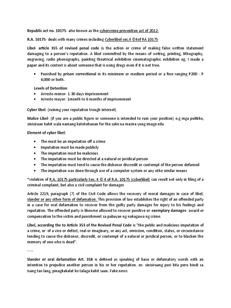 Libel Vs Slander | PDF | Defamation | Bullying