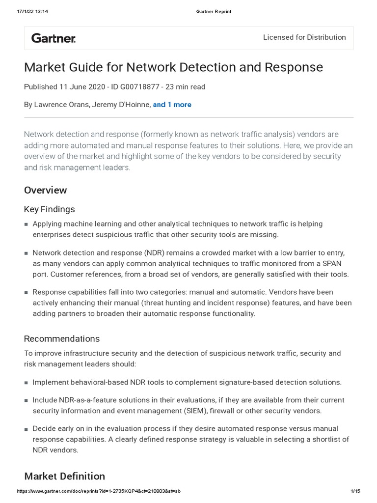Market Guide For Network Detection and Response | PDF | Cloud Computing ...