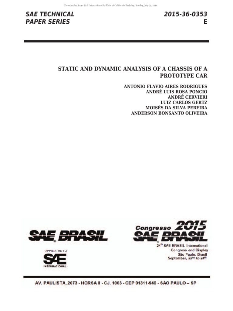 Sae Technical Paper Series 2015-36-0353: Static and Dynamic Analysis of ...
