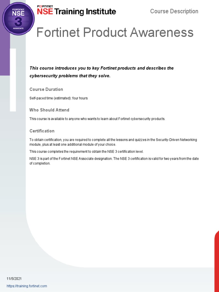 Fortinet Product Awareness: Course Description | PDF | Computer ...