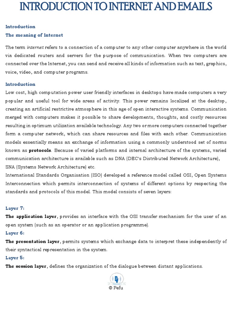 Intro To Internet and Emails | PDF | World Wide Web | Internet & Web