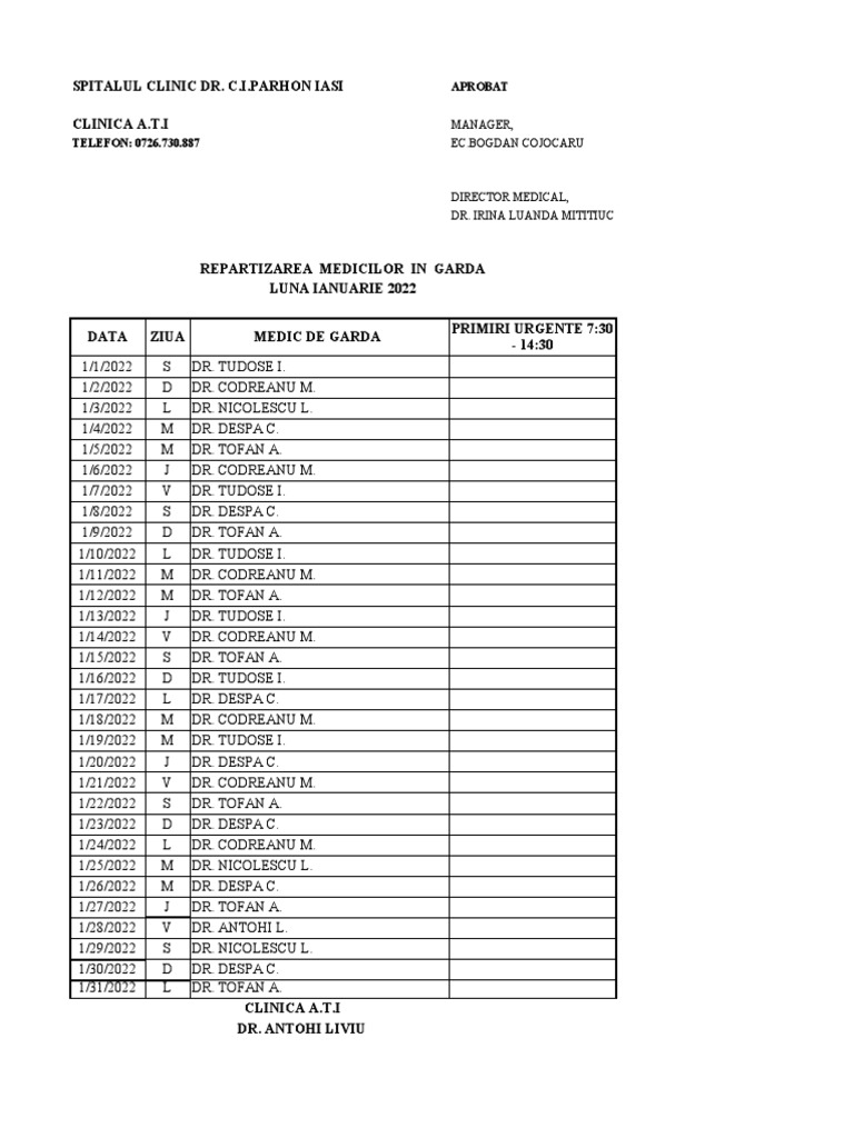 Spitalul Clinic Dr. C. I. Parhon Iasi | PDF