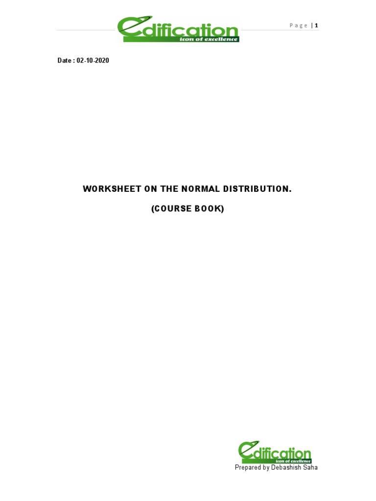 Worksheet On The Normal Distribution. Course Book | PDF