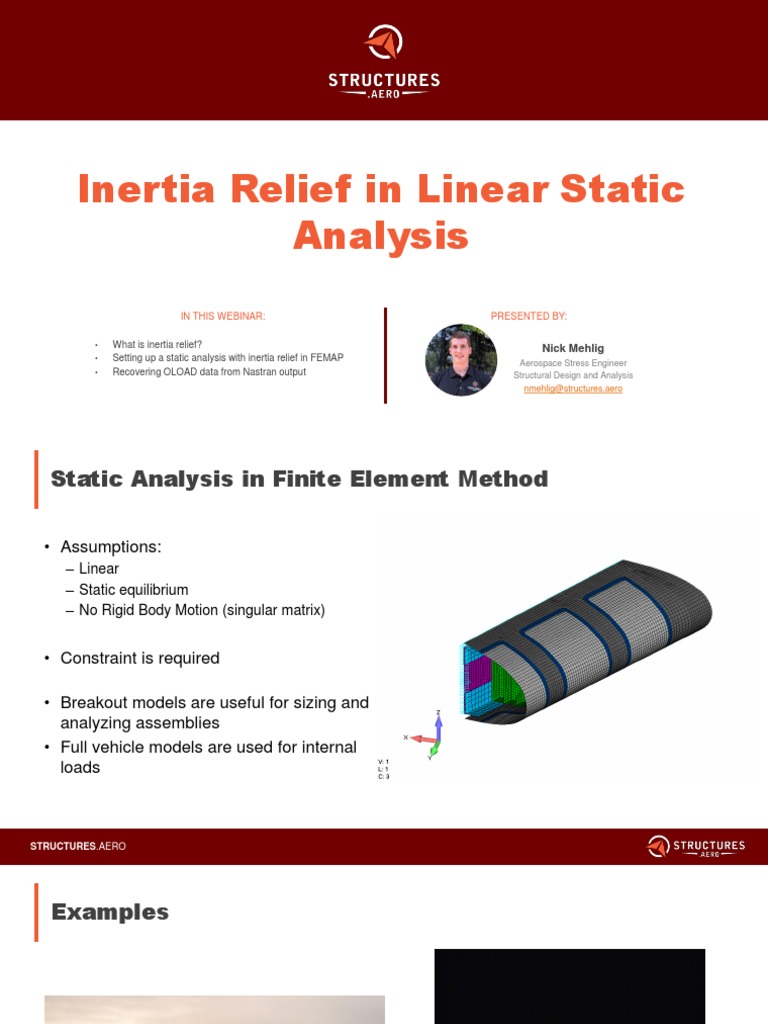 Inertia Relief in Linear Static Analysis: in This Webinar: Presented by | PDF | Force | Aircraft