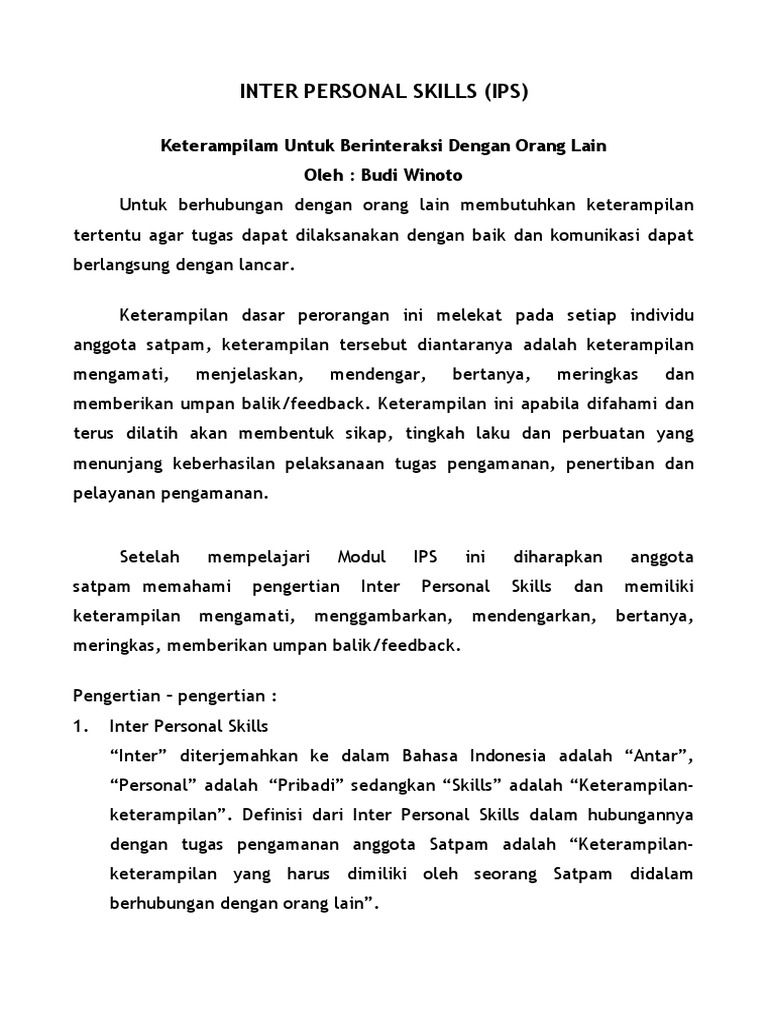 Inter Personal Skills | PDF