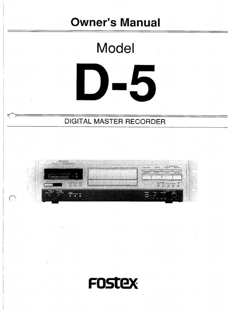 Fostex D-5 Owners Manual | PDF