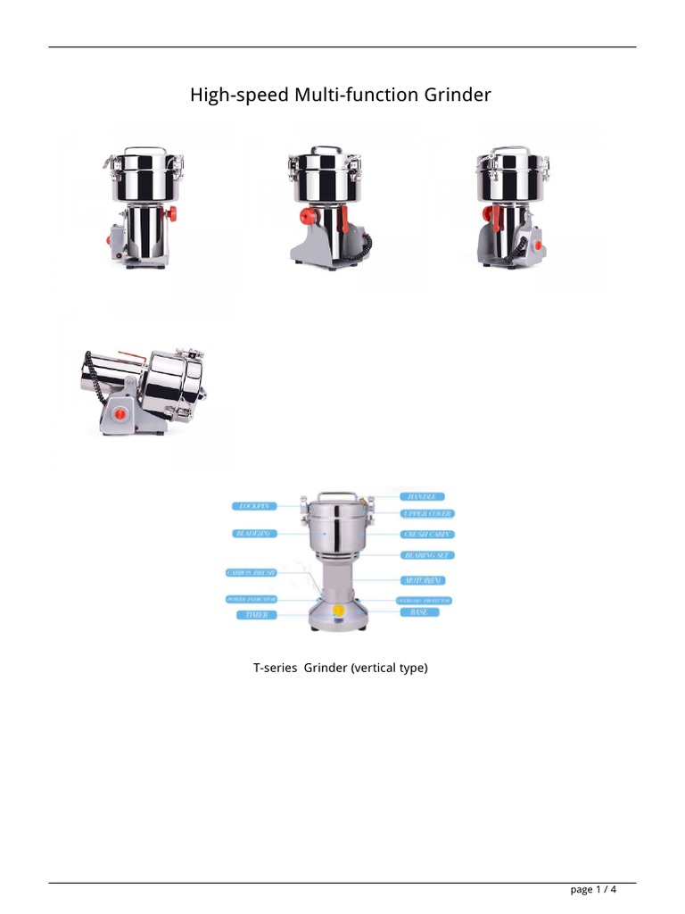 High-Speed Multi-Function Grinder Manual | PDF | Mill (Grinding ...
