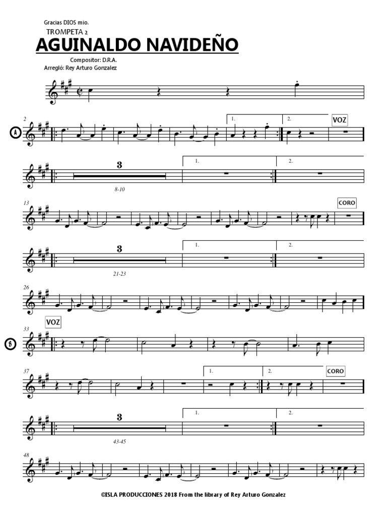 AGUINALDO NAVIDEÑO Corregido - TROMPETA 2.musx | PDF
