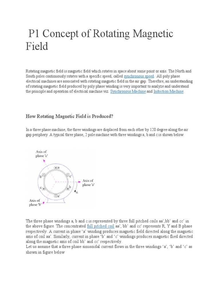P1 Concept of Rotating Magnetic Field | PDF | Electric Motor | Physical ...