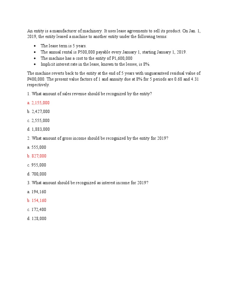 Leases | PDF | Present Value | Lease