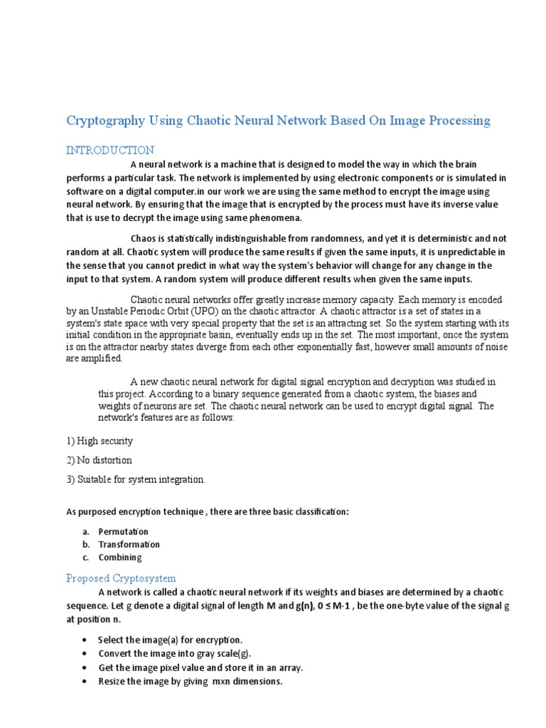 Cryptography Using Chaotic Neural Network Based On Image Processing | PDF | Chaos Theory ...