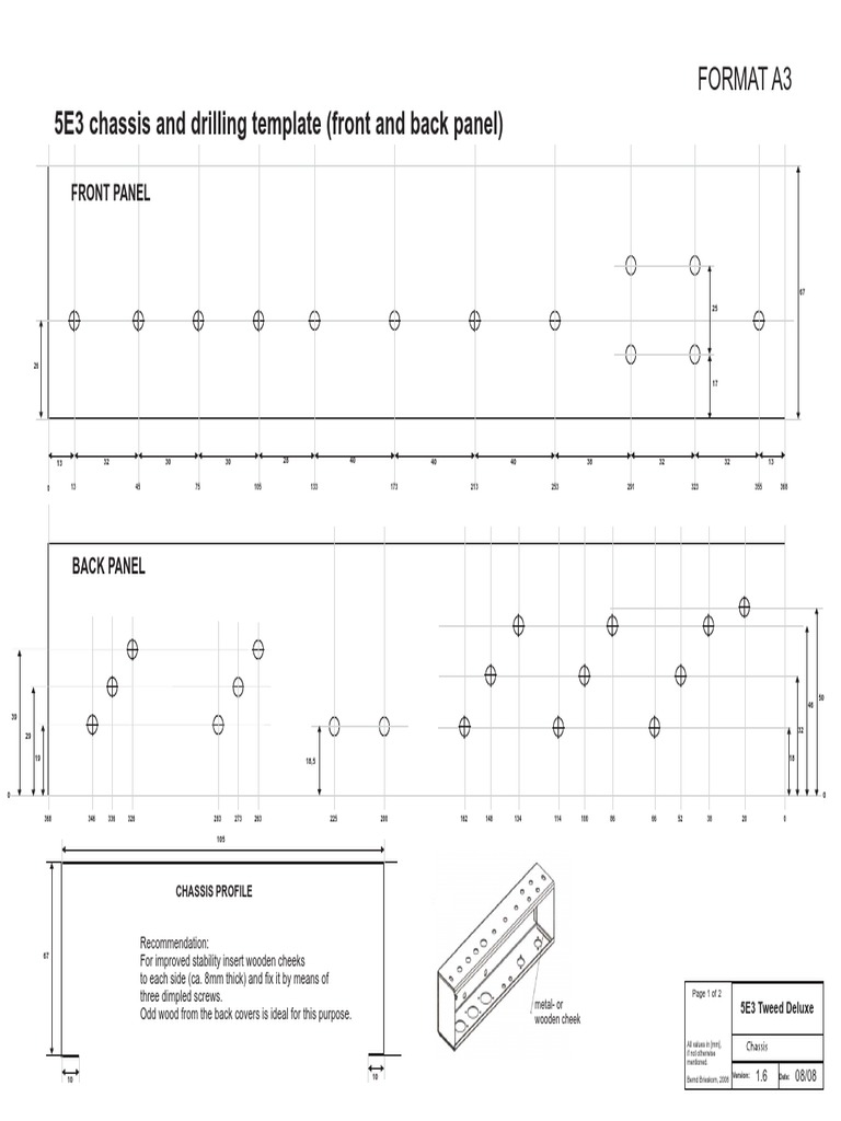 5E3 and Drilling Template (Front and Back Panel) Chassis: Format A3 | PDF
