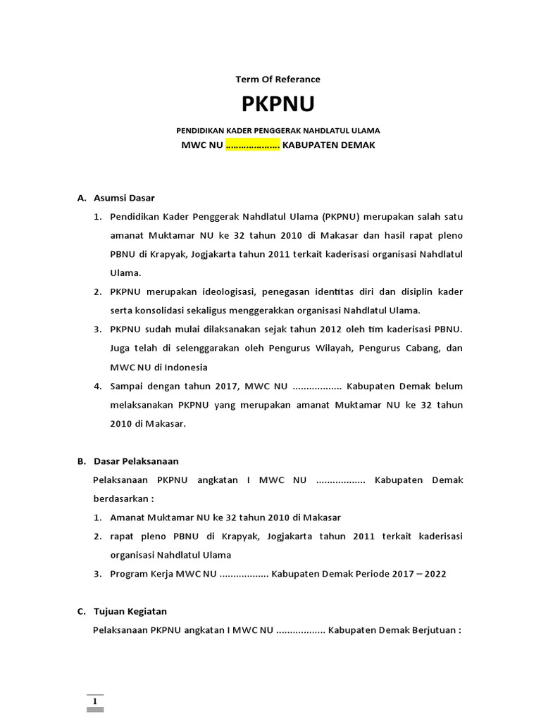 Tor Pkpnu MWC Demak | PDF