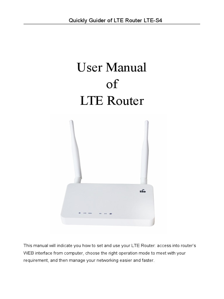 User Manual of LTE Router | PDF | Router (Computing) | Computer Network