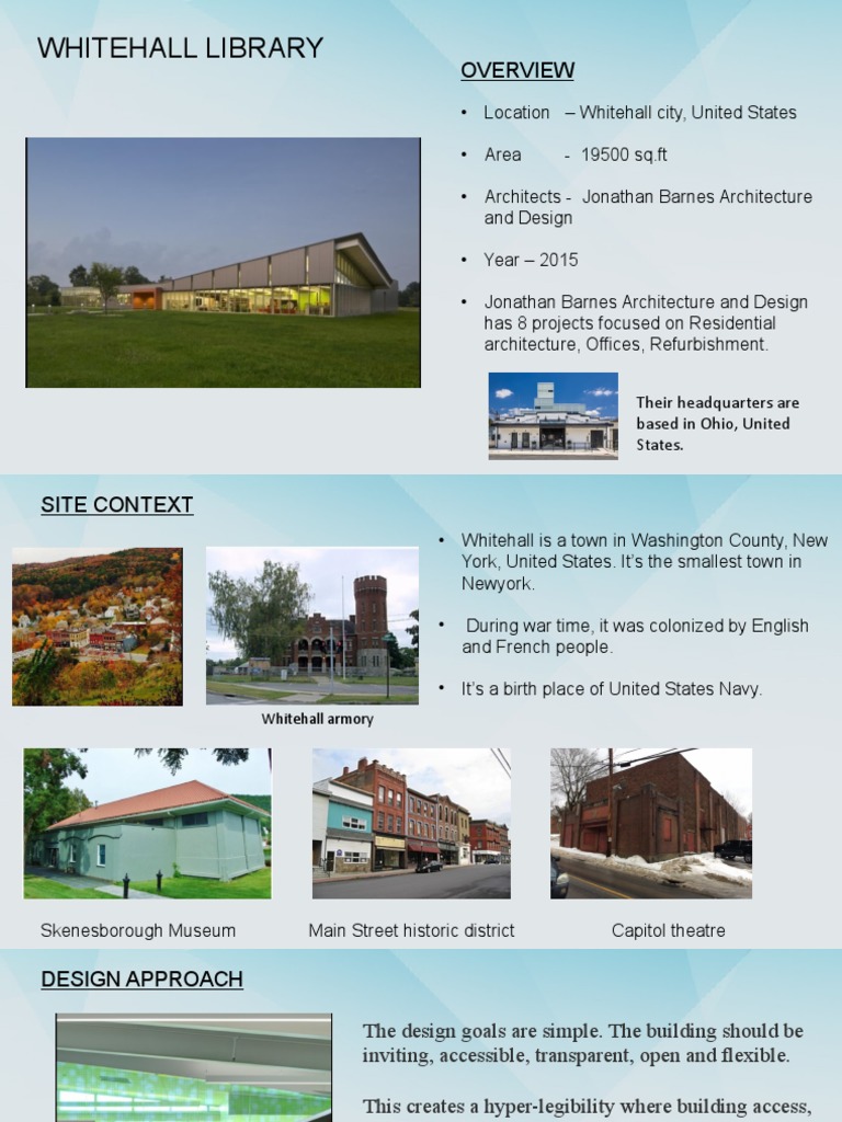 Whitehall Library Design Overview | PDF | Libraries | Economic Sectors