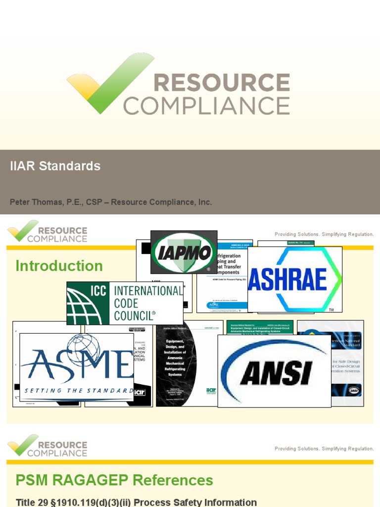 IIAR Standards: Peter Thomas, P.E., CSP - Resource Compliance, Inc ...
