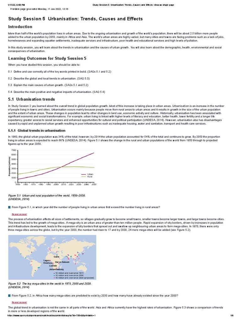 Causes and Effects of Urbanisation | PDF | Urbanization | Human Migration