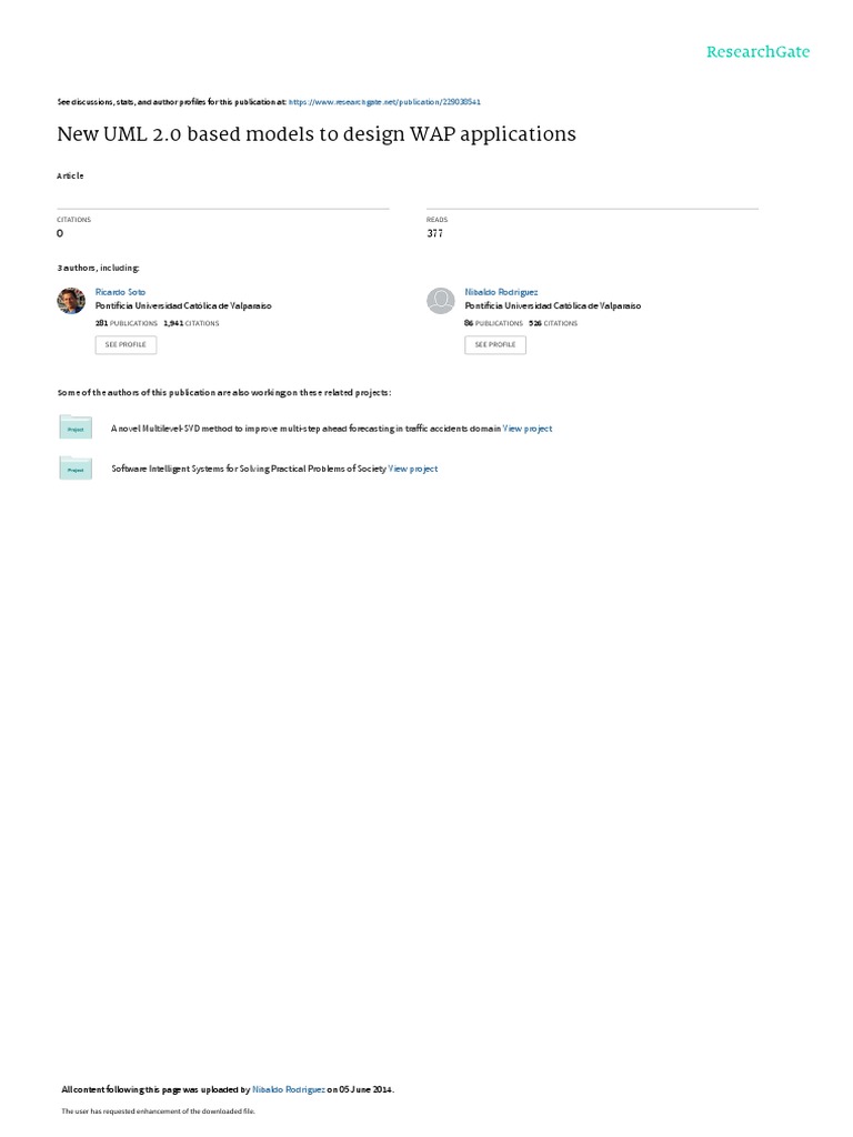 New UML 2.0 Based Models To Design WAP Applications:, Including | PDF | Conceptual Model ...