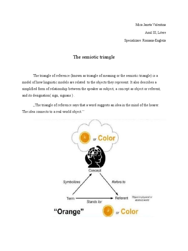 The Semiotic Triangle: Mica Janeta Valentina Anul III, Litere ...