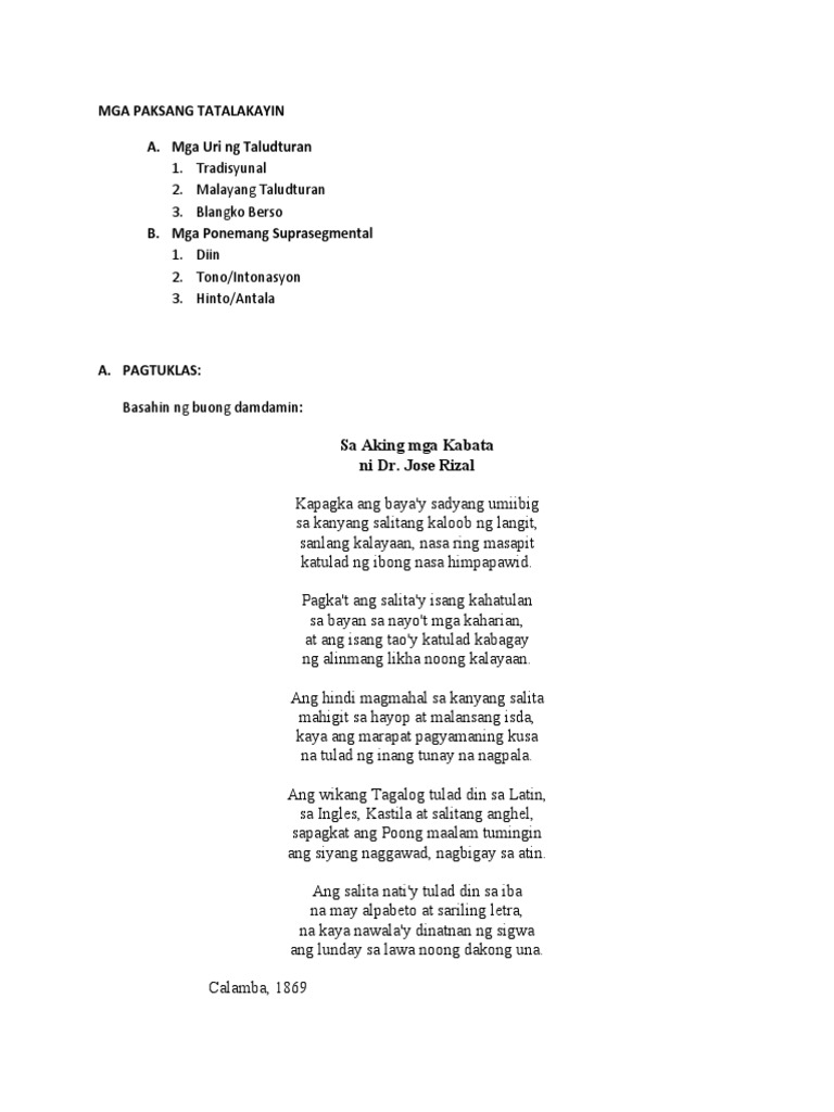 Mga Uri NG Taludturan at Ponemang Suprasegmental | PDF