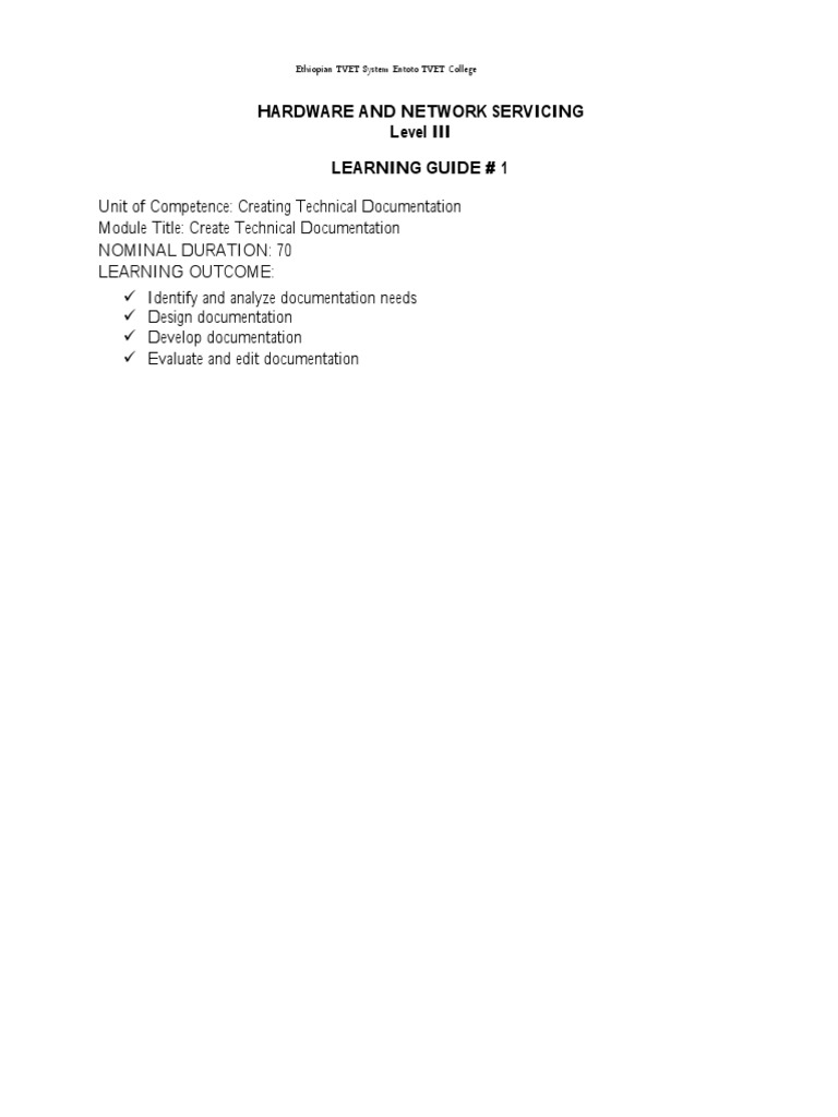 Creating Technical Documentation TTLM Final | PDF | Documentation | Page Layout