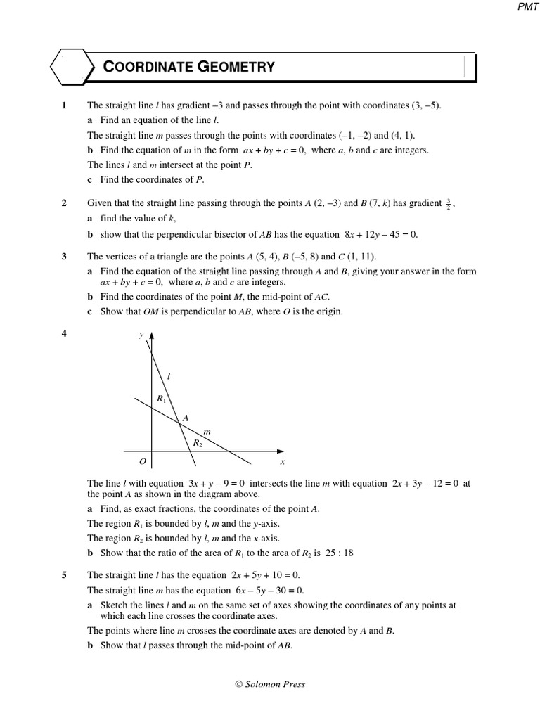 3a. Coordinate Geometry Further Questions | PDF | Line (Geometry ...