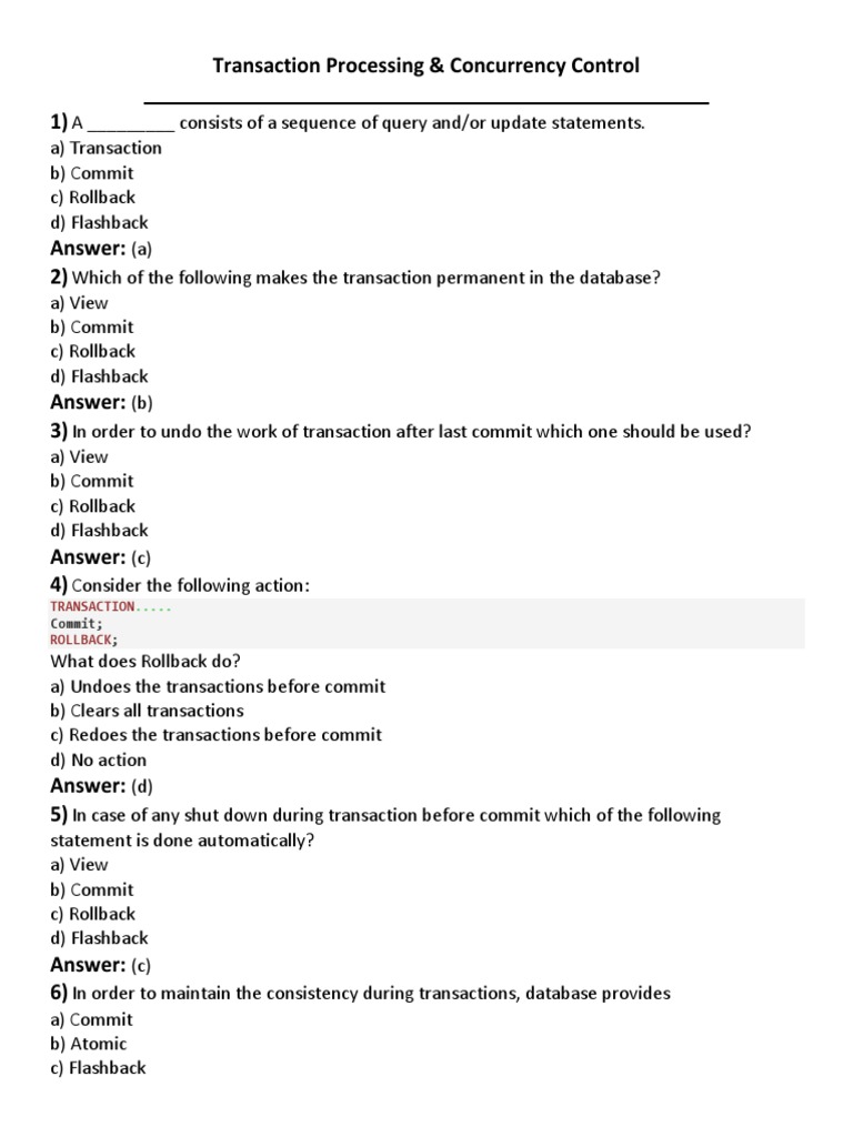 Transaction Processing | PDF | Database Transaction | Operating System Technology