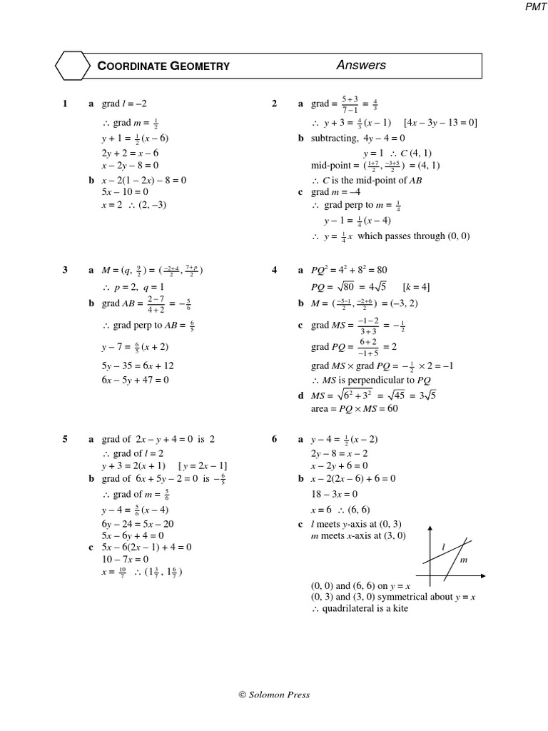 5b. Mixed Exam-Style Questions On Coordinate Geometry - Answers | PDF ...