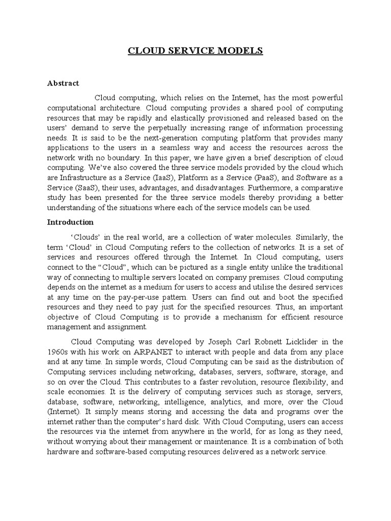 Cloud Service Models | PDF | Cloud Computing | Platform As A Service