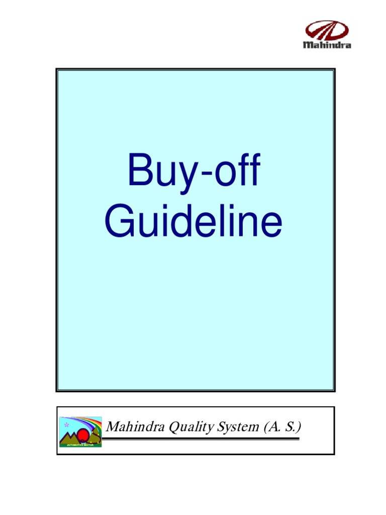 Mahindra Buy-off Quality Guidelines | PDF | Production And ...