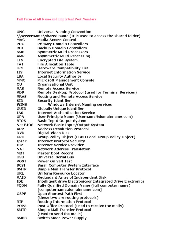 Imp Ports and Long Form | PDF | File Transfer Protocol | Internet