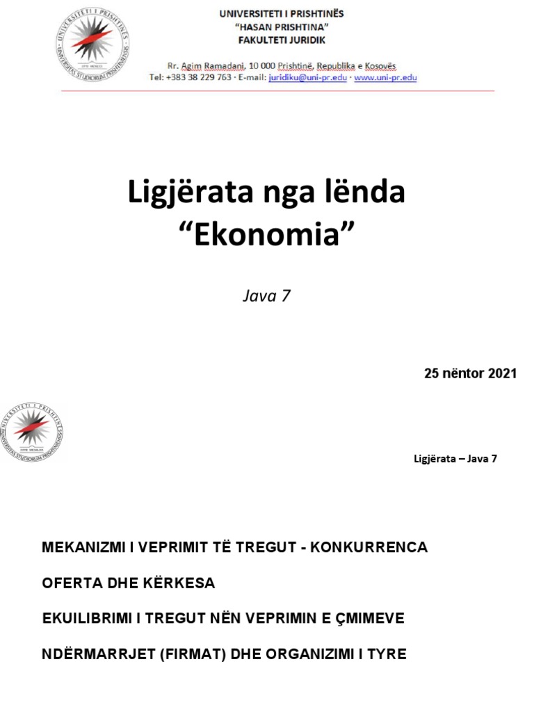 Mekanizmi I Tregut - Ligjerata 1 | PDF