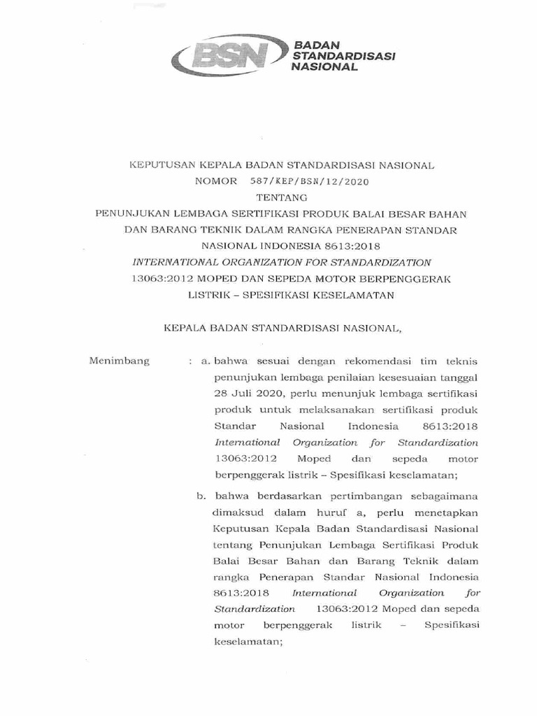2020-Kepka BSN 587-Penunjukan Lspro b4t Sni 8613-2018 Iso 13063-2012 Moped Dan Sepeda Motor ...