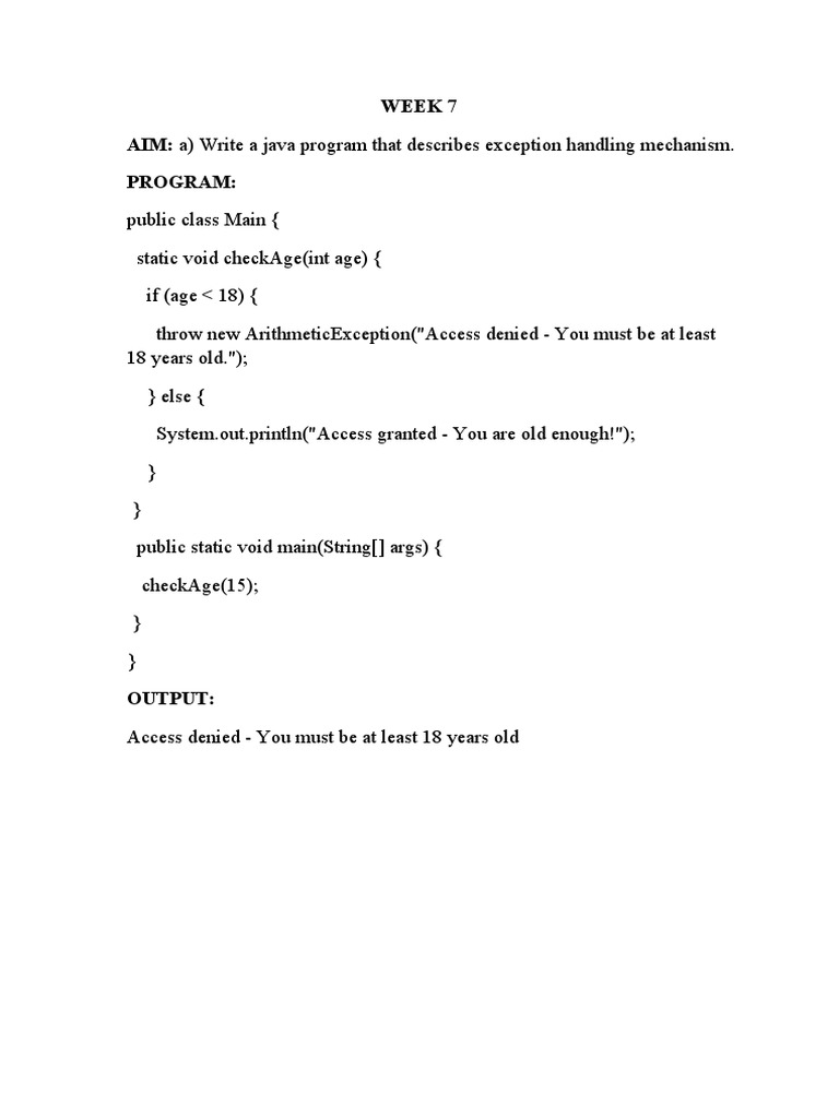 WEEK 7 To WEEK 9 JAVA LAB PROGRAM | PDF | Java (Programming Language) | Computer Programming