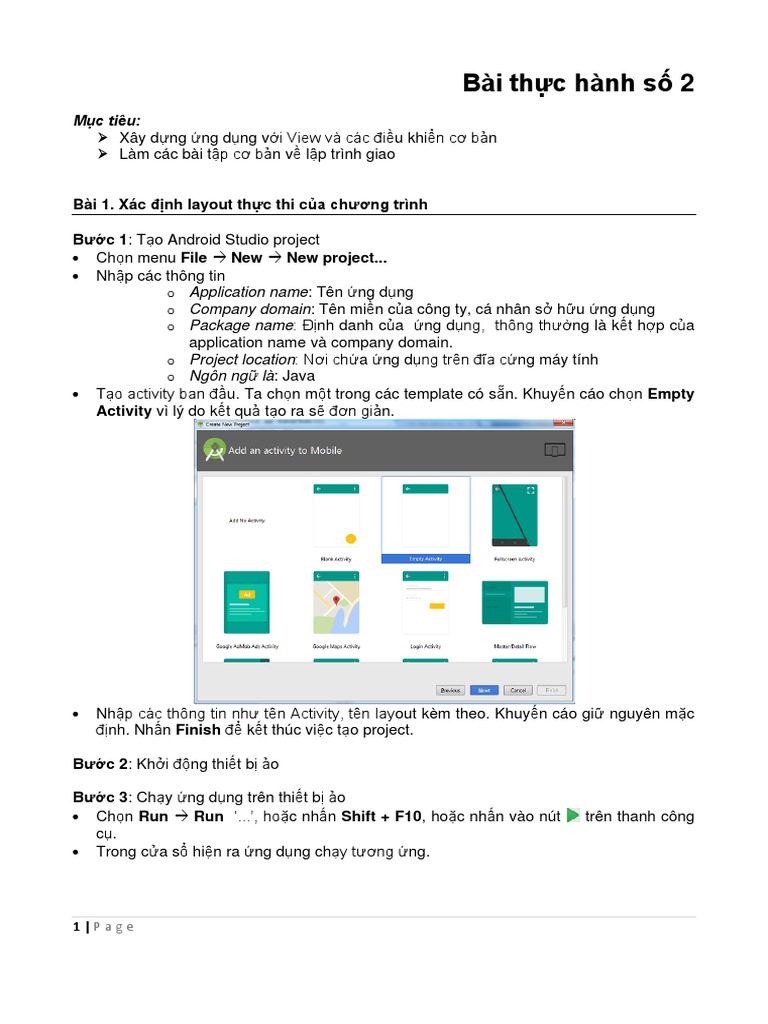 Thuc Hanh LT Thiet Bi Di Dong - Bai 02 - Giao Dien Co Ban Va Layout | PDF