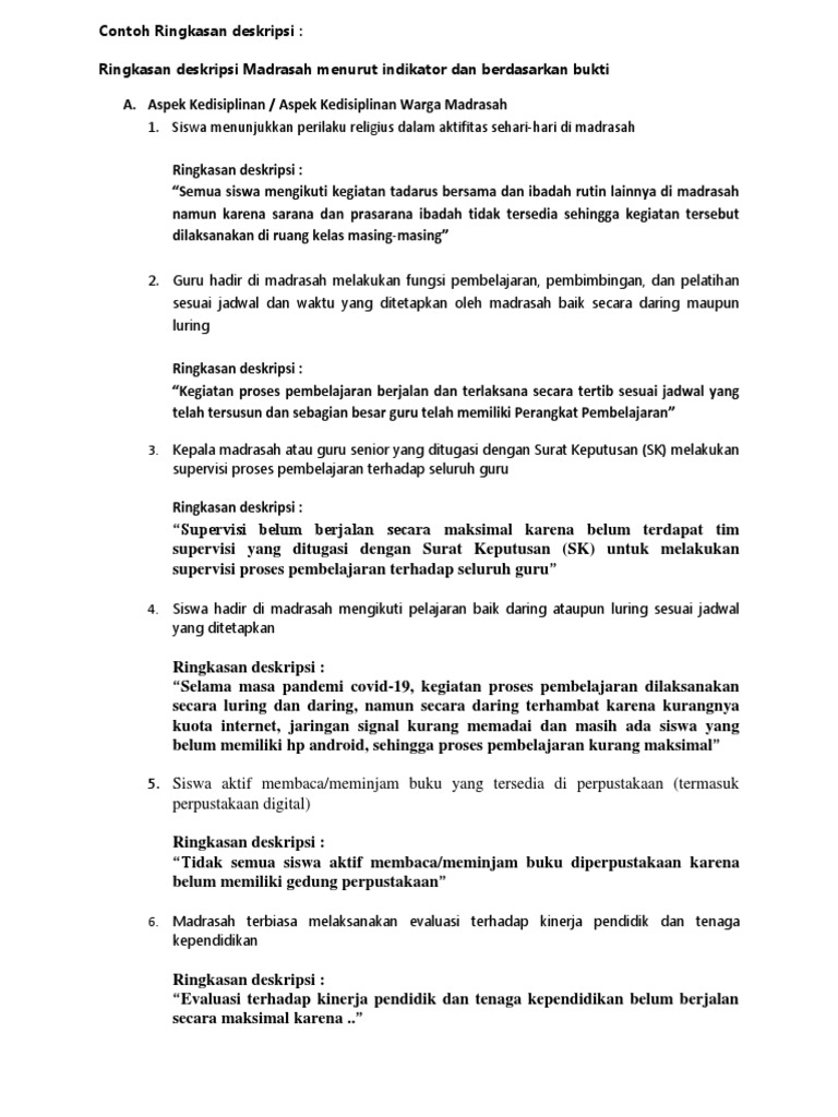 CONTOH Ringkasan Deskripsi | PDF