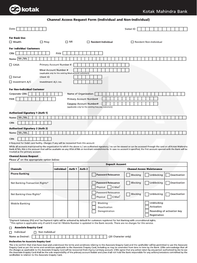 Channel Access Request Form | Download Free PDF | Debit Card | Personal Identification Number