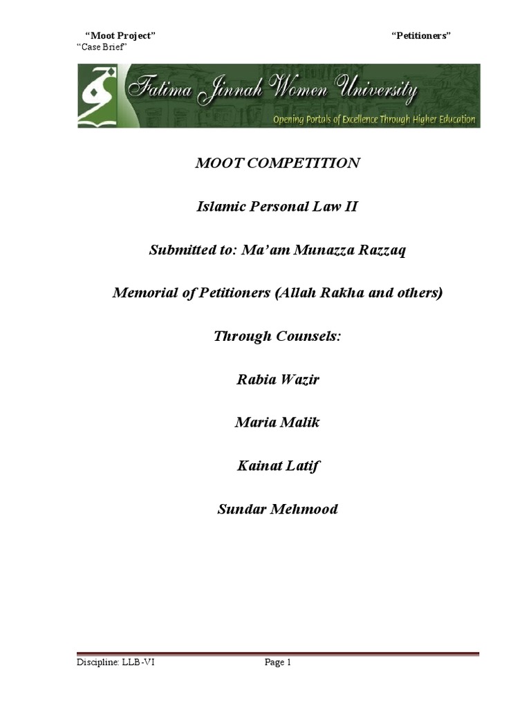 Moot Memorial | PDF | Marriage | Sharia