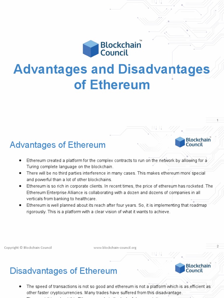 05 - Advantages and Disadvantages of Ethereum | PDF