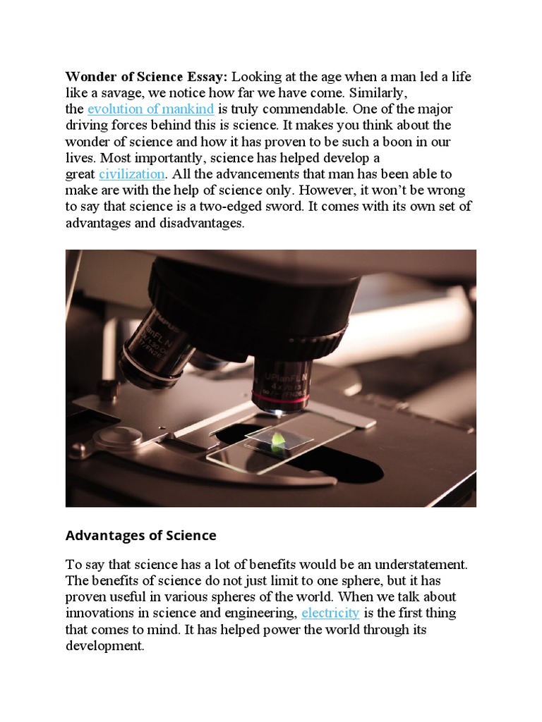 Evolution of Mankind: Wonder of Science Essay: Looking at The Age When ...
