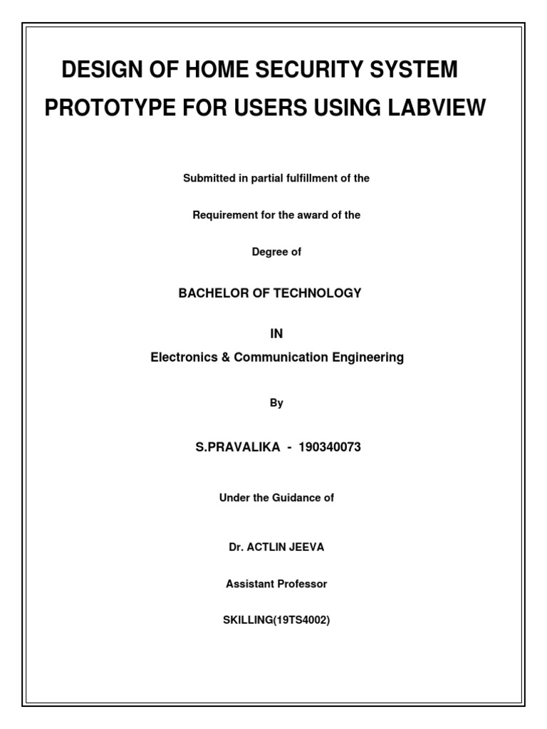 Design of Home Security System Prototype For Users Using Labview | PDF ...