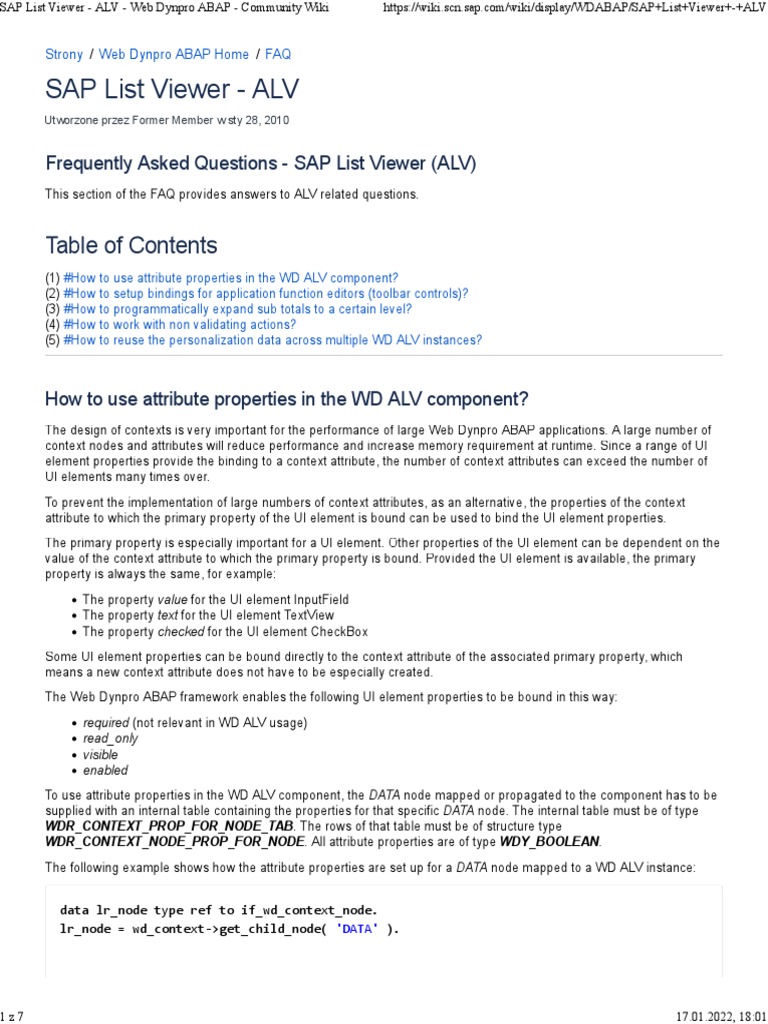 WDA SAP List Viewer - ALV | PDF | Application Software | Computing