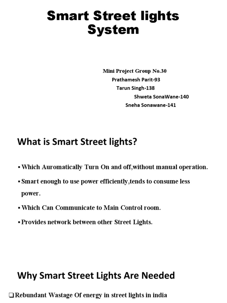 Smart Street Lights System | PDF | Internet Of Things | Light Emitting ...