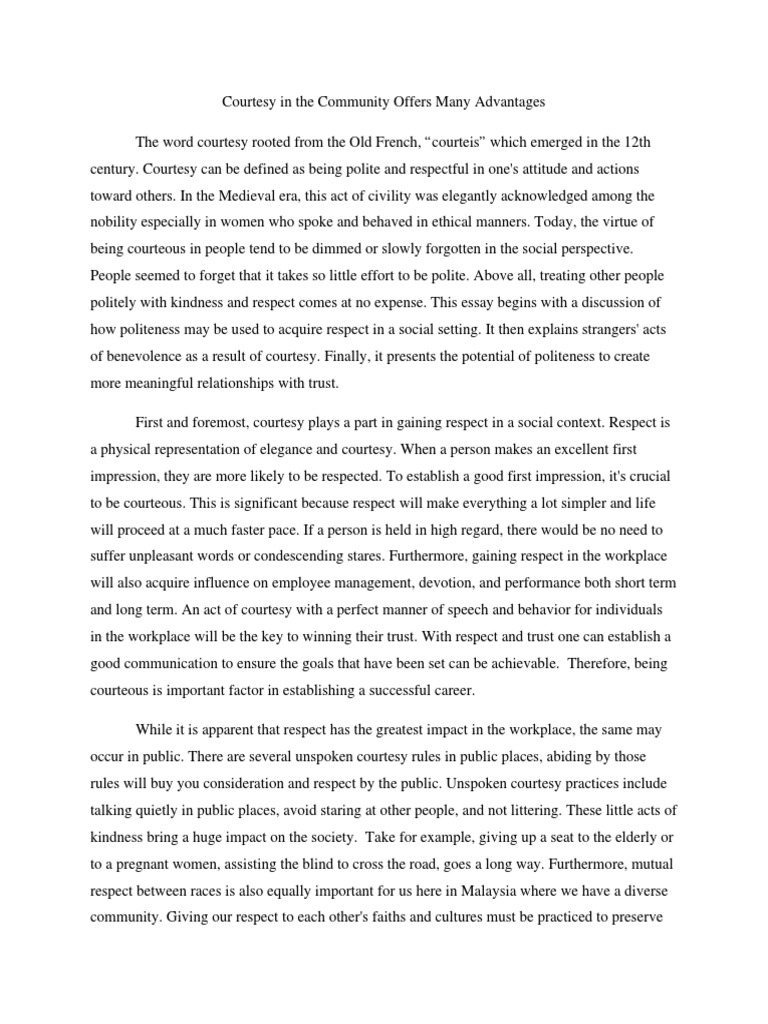 Advantages of Courtesy in Community | PDF | Community | Friendship