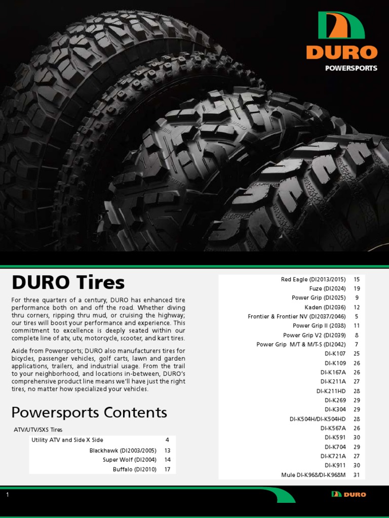 Duro Power Grip DI2025 Tire Overview | PDF | Tire | Inch